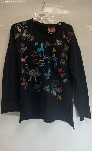 Johnny Was Women's Black Floral Sweatshirt And Pants 2 Piece Outfit Set ...