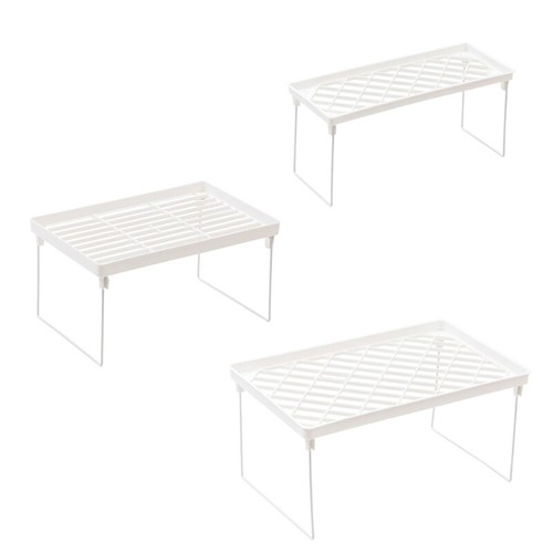 White Wire Stackable Shelf Stacking Cabinet Shelf Desk Countertop ...