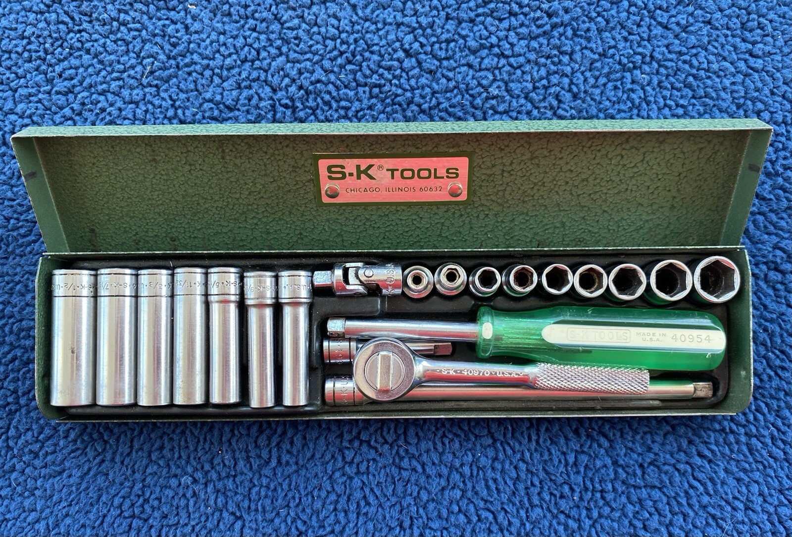 Vintage S-K Tools 21-piece SAE 1/4" Socket Set - Made in USA | eBay