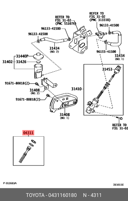 Genuine OE clutch master cylinder repair kit 0431160180 for TOYOTA ...