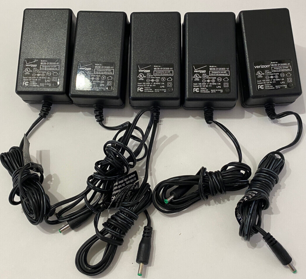 LOT OF 5 -VERIZON POWER ADAPTER MU36-D120300-A1 100-240V 50/60HZ 1.5A ...