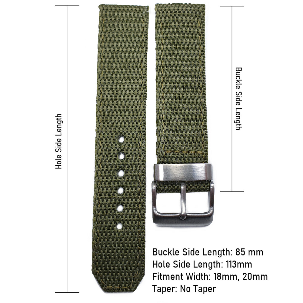 Olive Green Tough Woven Nylon Webbing Military Watch Strap 18mm 20mm ...