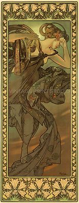 Evening Star Alphonse Mucha 1902 Vintage Giclee Canvas Print 14x36 | eBay