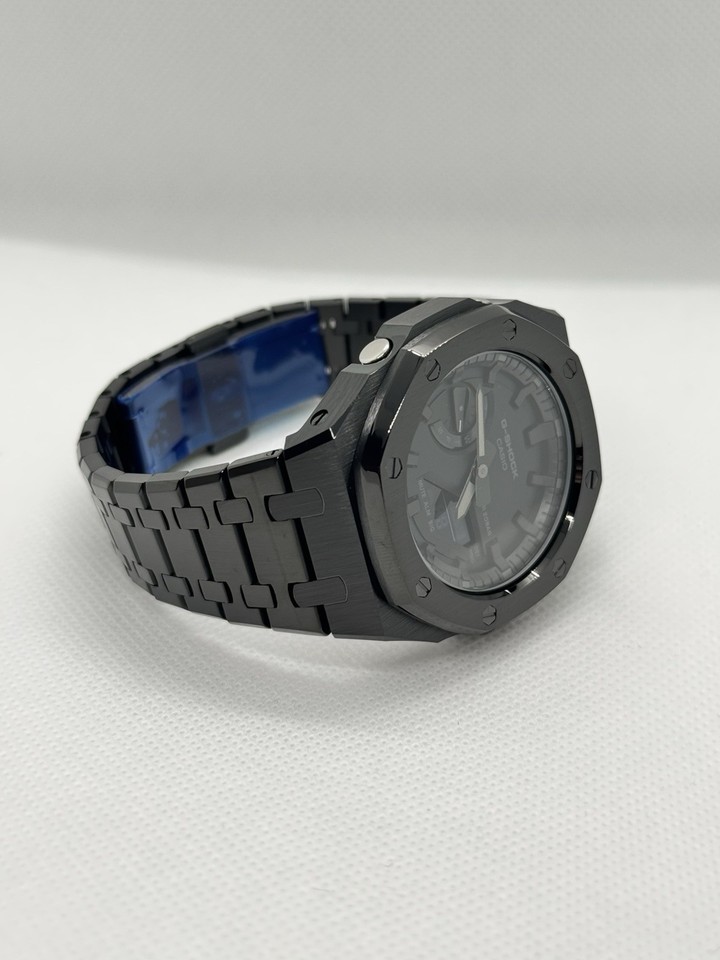 Custom Casioak GA2100 Mod Full Black Steel Watch All Black Core - 1 ...