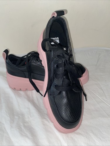 SOREL Womens Black Contrast 1-1/2" Platform Pull-Tab Caribou X Sneakers ...
