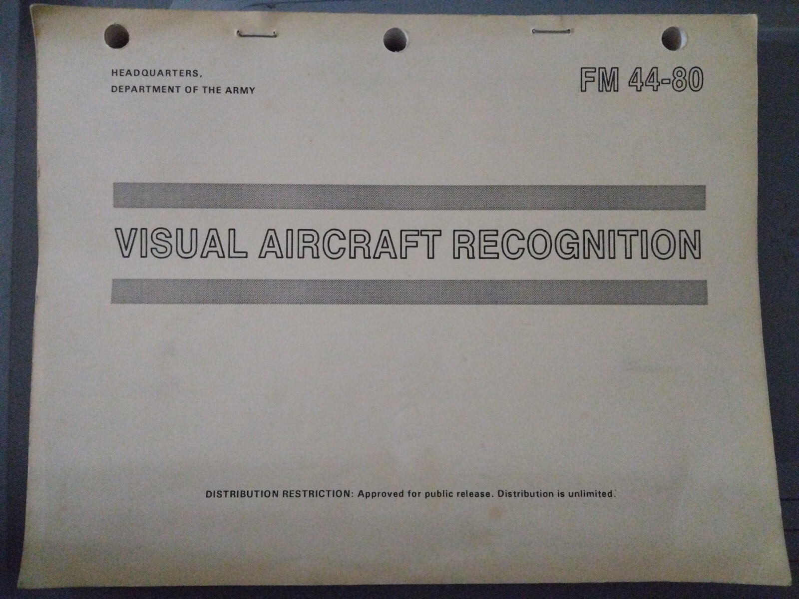 1993 Visual Aircraft Recognition US Army FM 44-80 | eBay