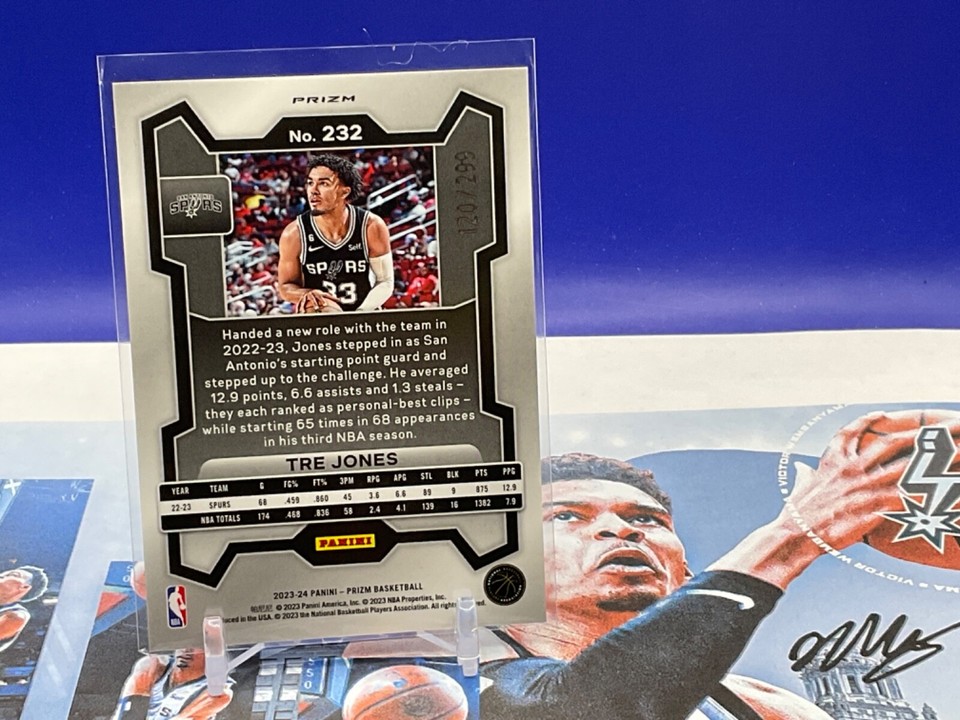 2023-24 Panini Prizm #232 Tre Jones Red Pulsar San Antonio Spurs 120/ ...