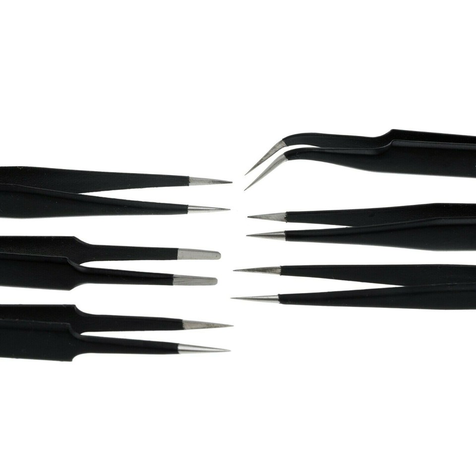 6pc Professional Quality Precision Tweezers Set Stainless Steel Non ...