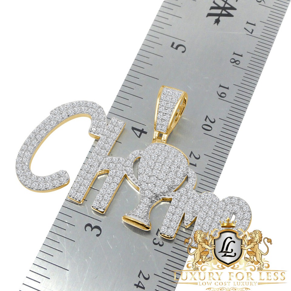 Real Silver 14K Gold Finish Champion Trophy Winner Cup Pendent Charm ...