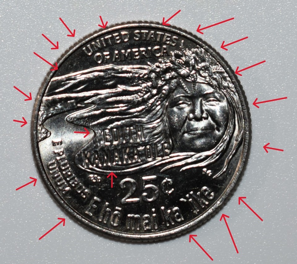 2023 D Edith Kanakaole Quarter Error AM Close Touching, Die Clash Rim ...