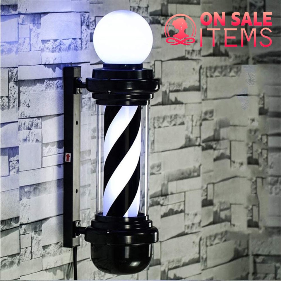 Rotating Barber Pole Light LED Barber Shop Stripes Wall Lamp Hair Salon ...