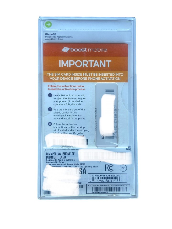 New/Sealed - Boost Mobile Apple iPhone SE 3rd Gen 2022 64GB A2595 Free ...
