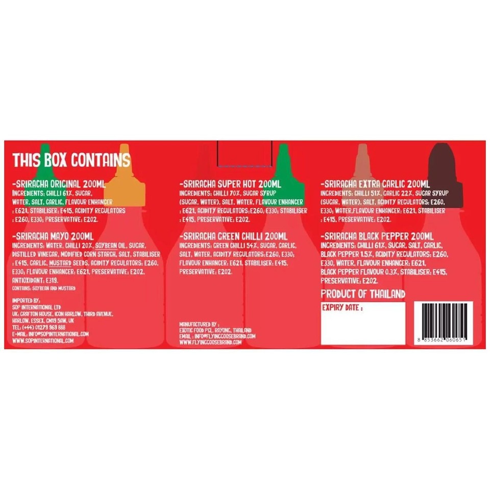 Flying Goose Sriracha Chilli Sauce Selection Mixed Flavours Spicy Set ...