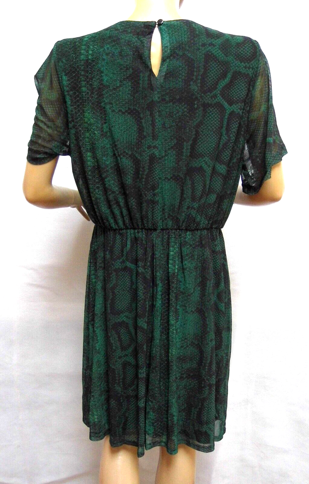Simply Be Green/Black Snake Print Fully Lined Knee Length Skater Dress ...