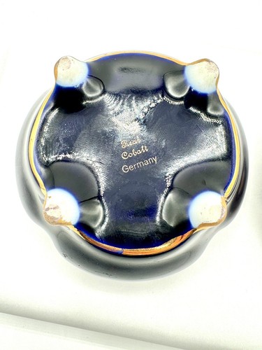 Vintage Real Colbalt Germany Porcelain Floral And Gold Trinket Box | eBay