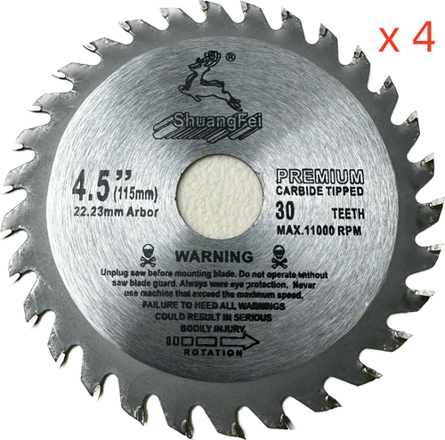 4.5inch Saw Blade Carbide Wood Cutting Disc 30 Teeth 22.23mm set of 4 ...