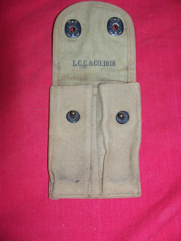 WWI 1918 LCC & Co Colt M1911 Magazine Pouch 2 Dual Mag Pistol Gun Army ...
