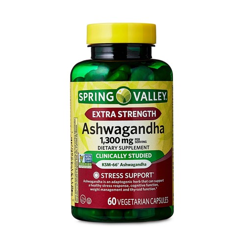 Spring Valley Extra Strength Ashwagandha Dietary Supplement, 1300 mg,60 ...