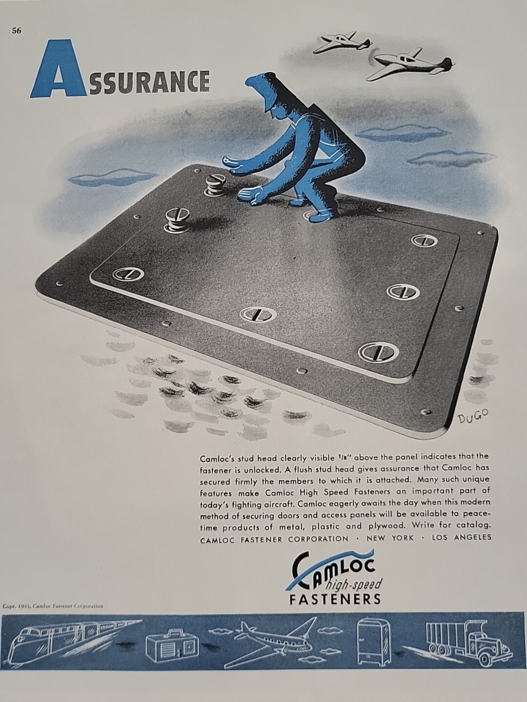 1943 Camlock High-Speed Fasteners Fortune Magazine WW2 Print Ad ...