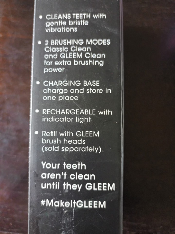 Gleem Rechargeable Electric Toothbrush SLATE, Sonic Bristle Vibrations ...