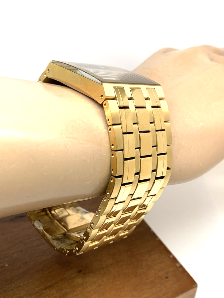 Bulova Men's Watch 97D132 Quadra Quartz Diamond Black Dial Gold Steel ...