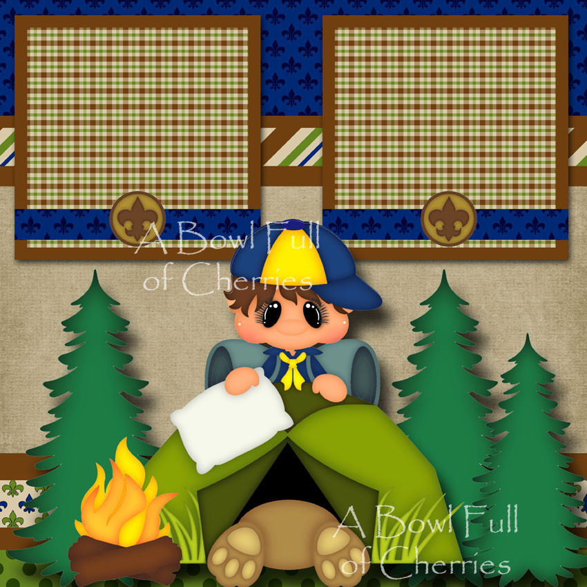 SCOUTING ~ 2 premade scrapbook pages paper printed LAYOUT boy cub ...