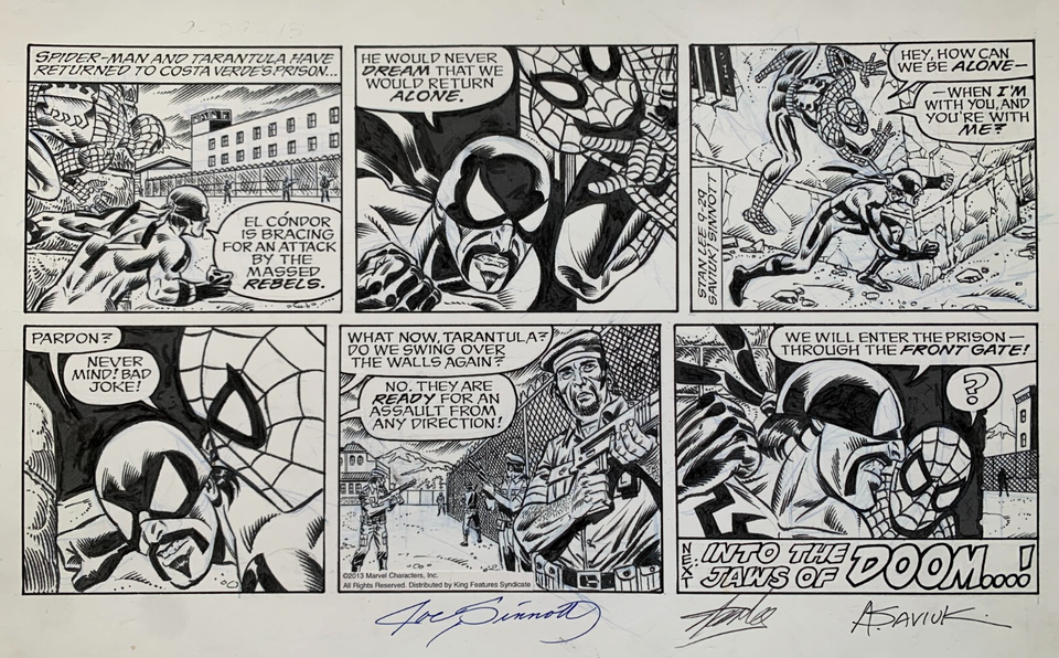 Original Art Alex SAVIUK, Joe SINNOTT signed by STAN LEE Sunday Strip ...