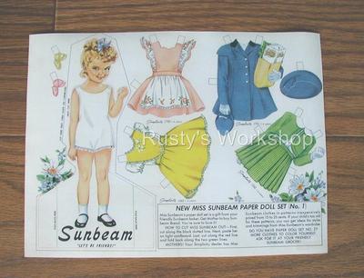 1950's MISS SUNBEAM Paper doll Set #1 REPRO--- plus Bonus set | eBay