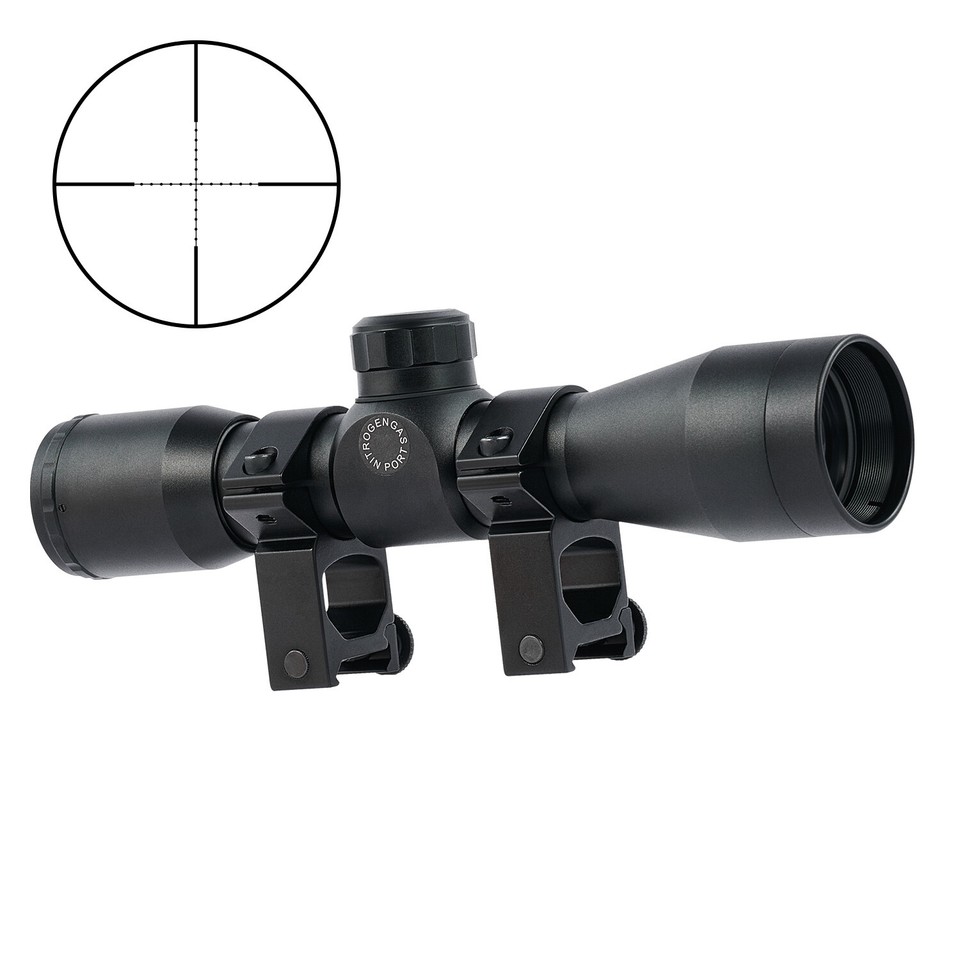 PINTY Compact 4x32 Rifle Scope Crosshair Mil Dot Optics Hunting Scope w ...