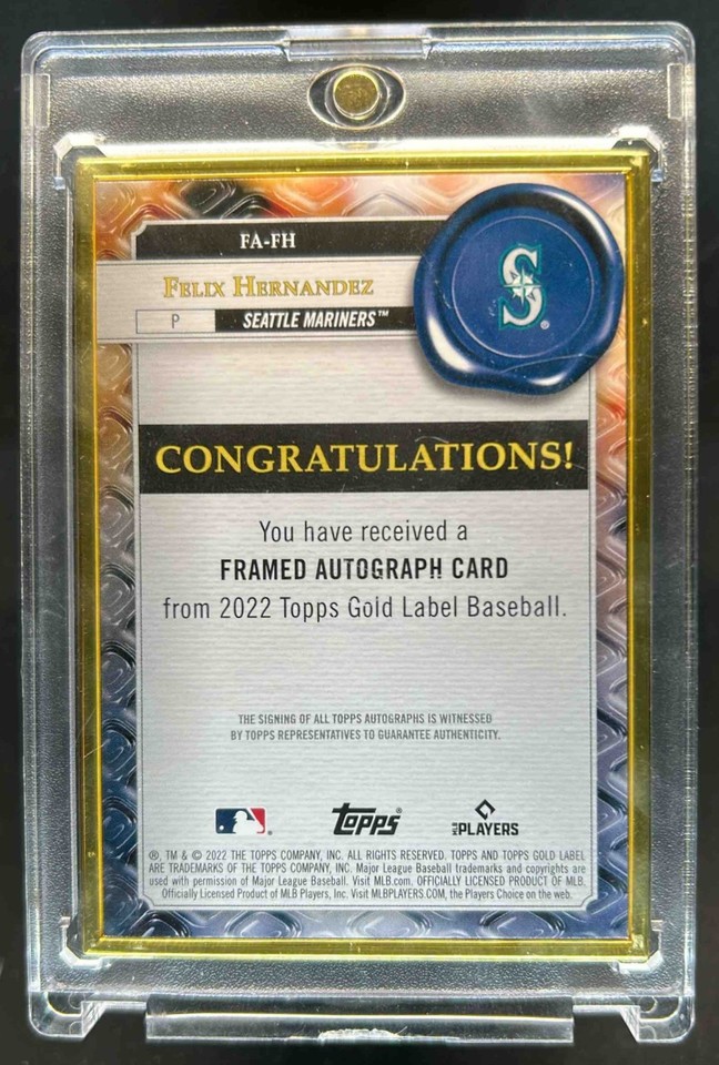 2022 Topps Gold Label Felix Hernandez Framed Auto Black #/15 Mariners ...