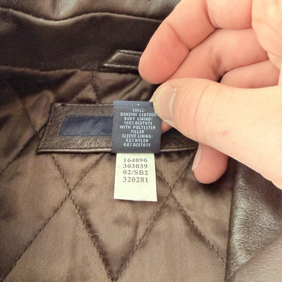 Vintage GAP Brown Leather Jacket Men’s Medium Button Front Quilted ...
