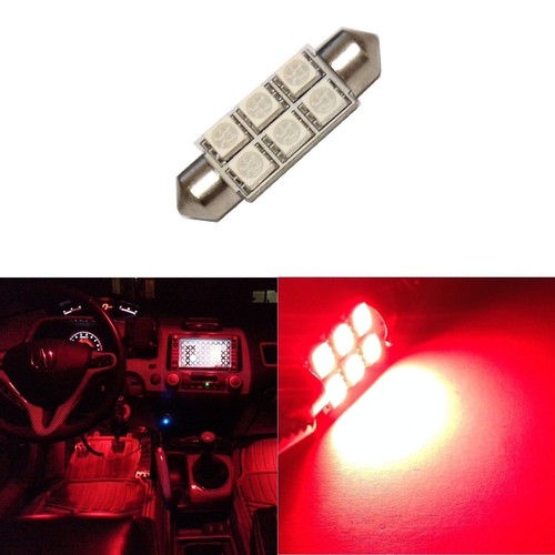 1x Super Red 42mm 578 LED 211-2 Bulbs Festoon 5050 Dome Map Cargo Light ...