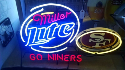 Miller Lite San Francisco 49ers Neon Light Sign Beer Bar Pub Wall Decor ...