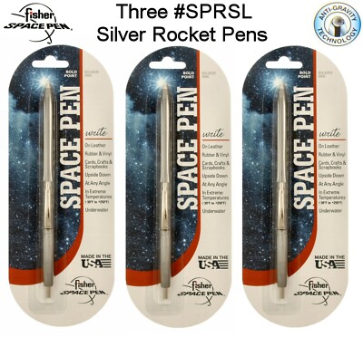 Three (3) Fisher Space Pen #SR80SL / Silver Rocket Pens with Silver Ink | eBay