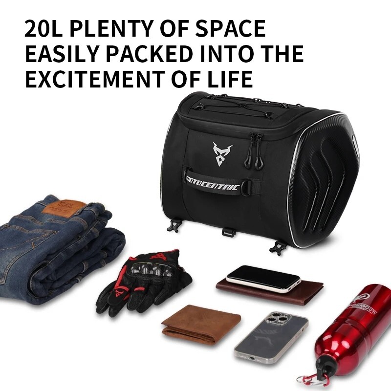 MOTOCENTRIC Motorcycle Back Seat Bags 20L Motorbike Touring Tail Bag ...
