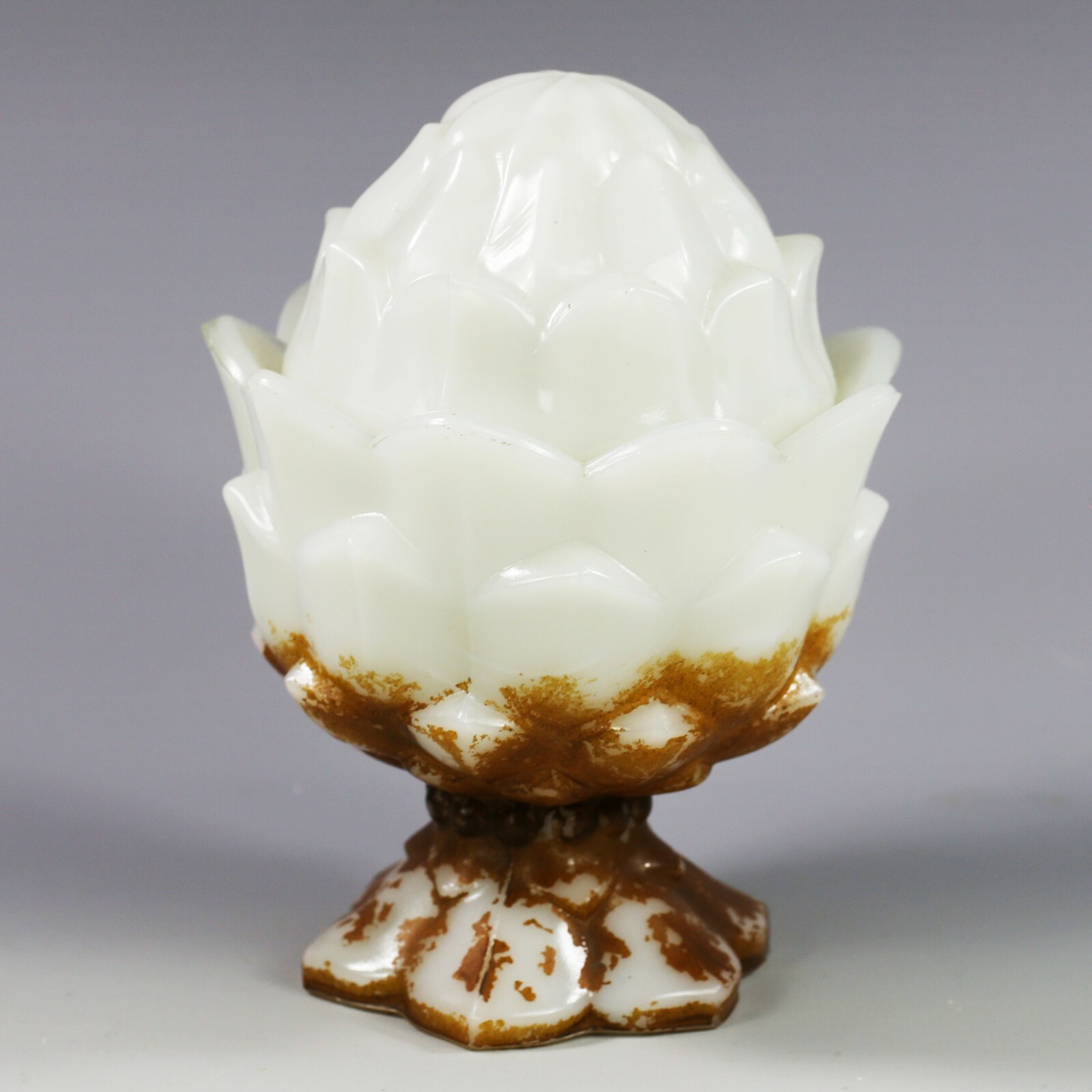 Antique French Vallerysthal white Opaline Artichoke Box lidded sugar ...