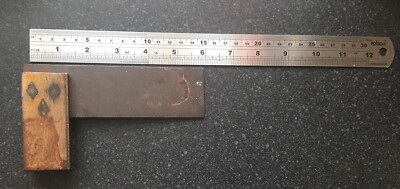 Vintage Try Set square 6 In + Rolson 30cm Stainless Steel Ruler | eBay UK