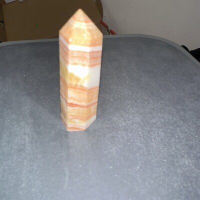Banded Orange Calcite Crystal Tower/Point Natural Rare Healing Energy ...