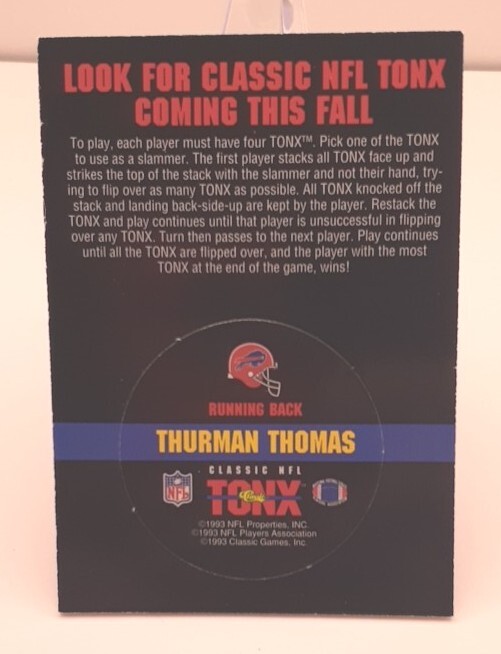 Thurman Thomas HOF 1993 Classic TONX Promo Milk Cap Game Buffalo Bills | eBay