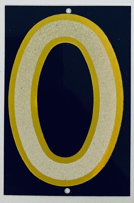 Vintage NOS, New, Reflective Metal Number Zero w/Yellow Outline, House ...