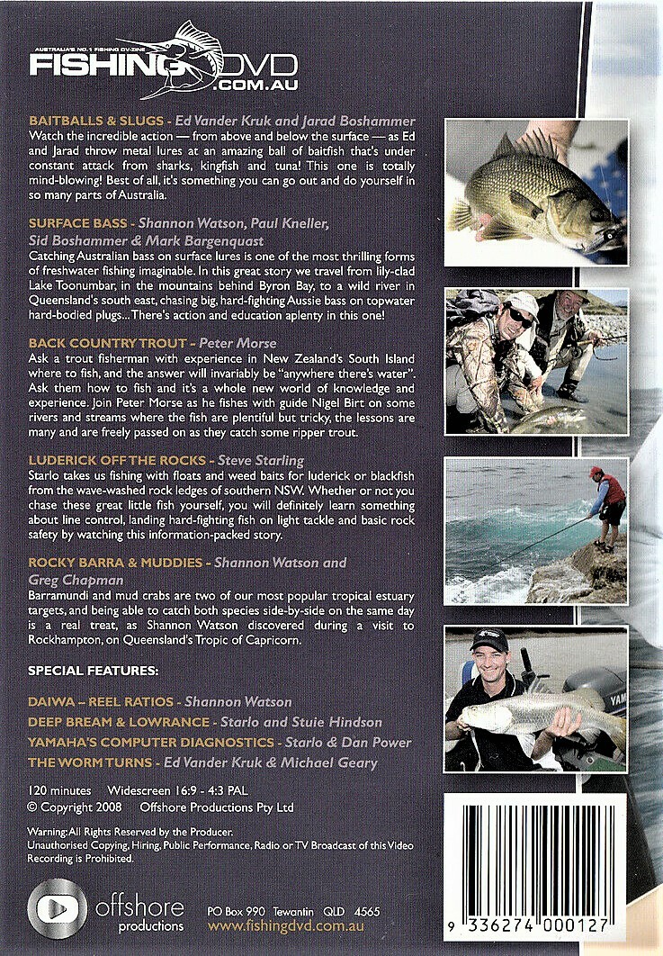 The FISHING DVD Number 12 TV SERIES Baitballs Slugs Shark Kingfish Tuna ...