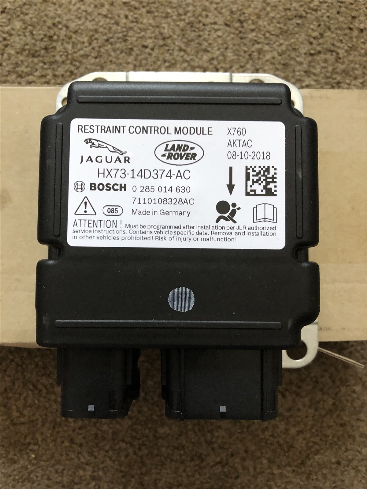 JAGUAR XE 15 XF 2016 F-PACE 16 RESTRAINT CONTROL MODULE GENUINE ...