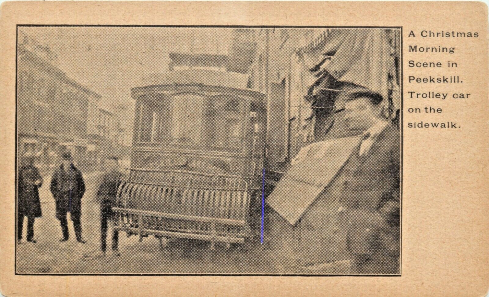 Christmas Morning, Trolley Car On Sidewalk, Peekskill, New York NY 1907 ...