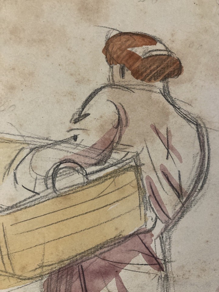 Very beautiful Watercolor 1920 Art Deco Woman Era Drawing Laundry | eBay