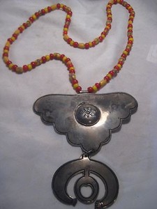 FUR TRADE "FRIENDSHIP TRADE SILVER GORGET, UNIQUE TRADE BEAD NECKLACE ...
