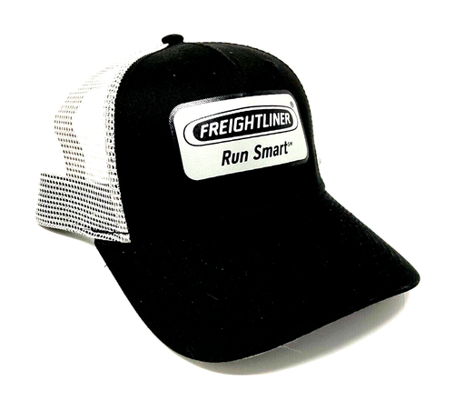 FREIGHTLINER RUN SMART BLACK GREY MESH TRUCKER CURVED BILL SNAPBACK HAT ...