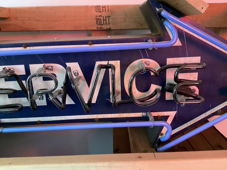 NEON double Sided FORD SERVICE Arrow 5’ vintage LooK man Cave SHOP CooL ...