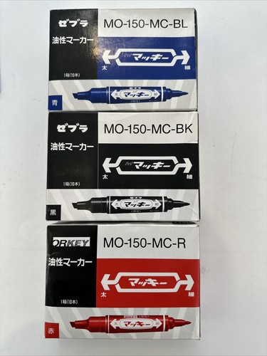 Japan Permanent Marker Blue Black Red Bullet 2 in 1 x 10 pcs X 3 🌈🖊️🖊️ ...