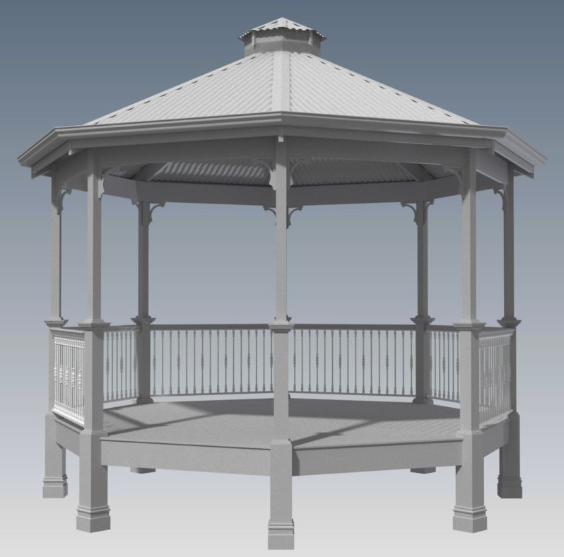 CLASSIC ROTUNDA GAZEBO - UNIQUE DESIGN V1 - Full Building Plans in 3D ...