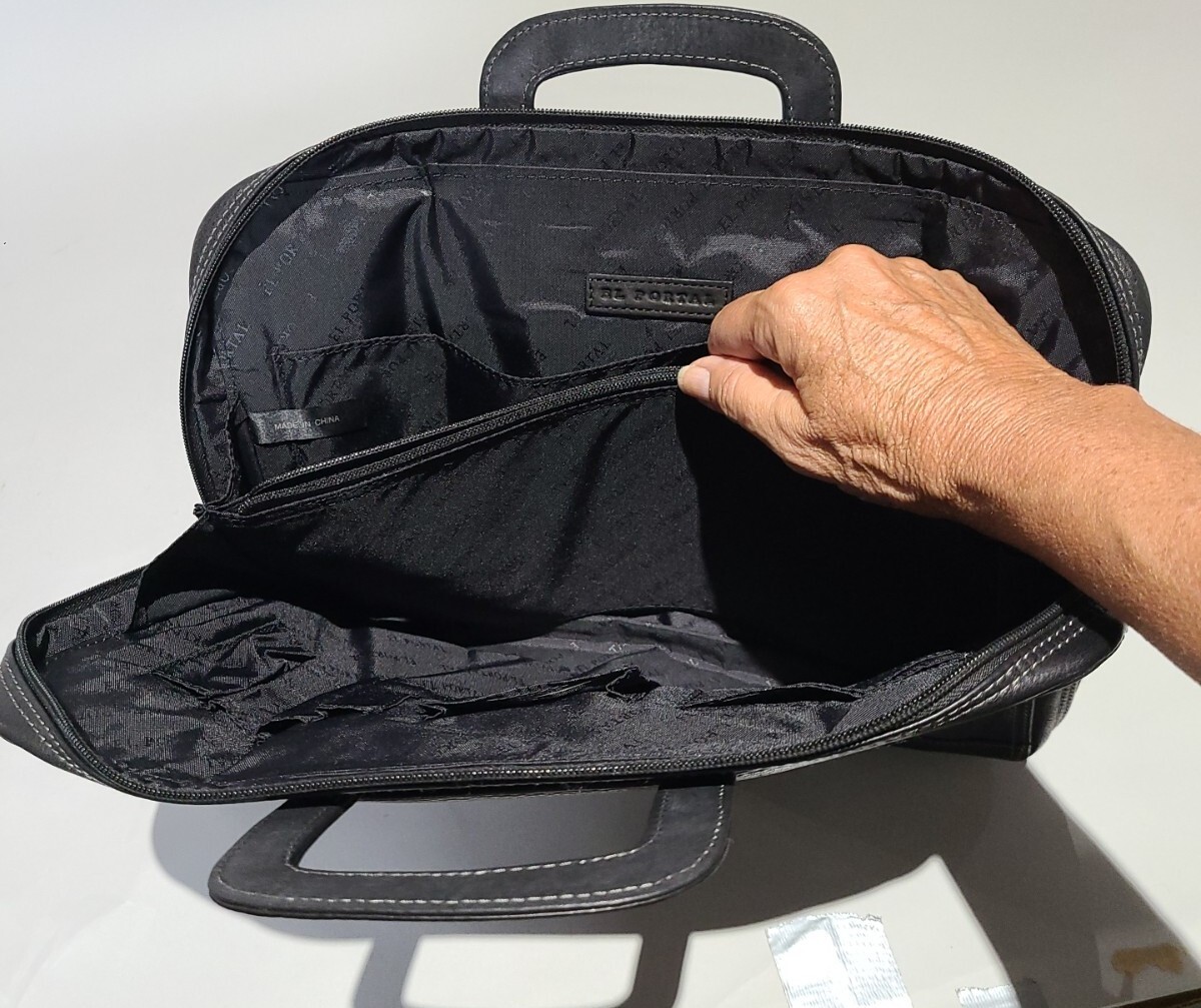 GENUINE EL PORTAL BLACK LEATHER BOOK BRIEF CASE COM… - Gem